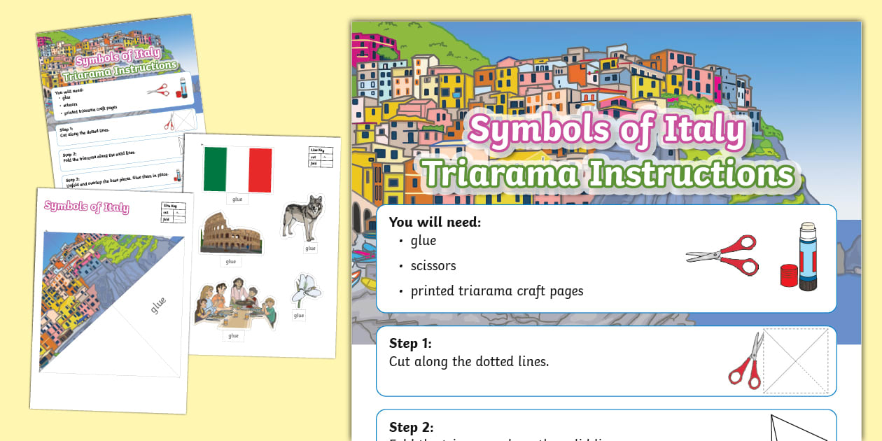 Symbols of Italy Triarama Craft (teacher made) - Twinkl
