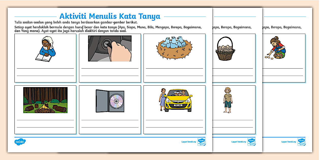 Aktiviti Menulis Kata Tanya - KSSR 1 (Lehrer gemacht)