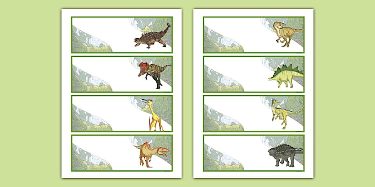 Editable Realistic Dinosaurs Drawer Peg Name Labels - Twinkl