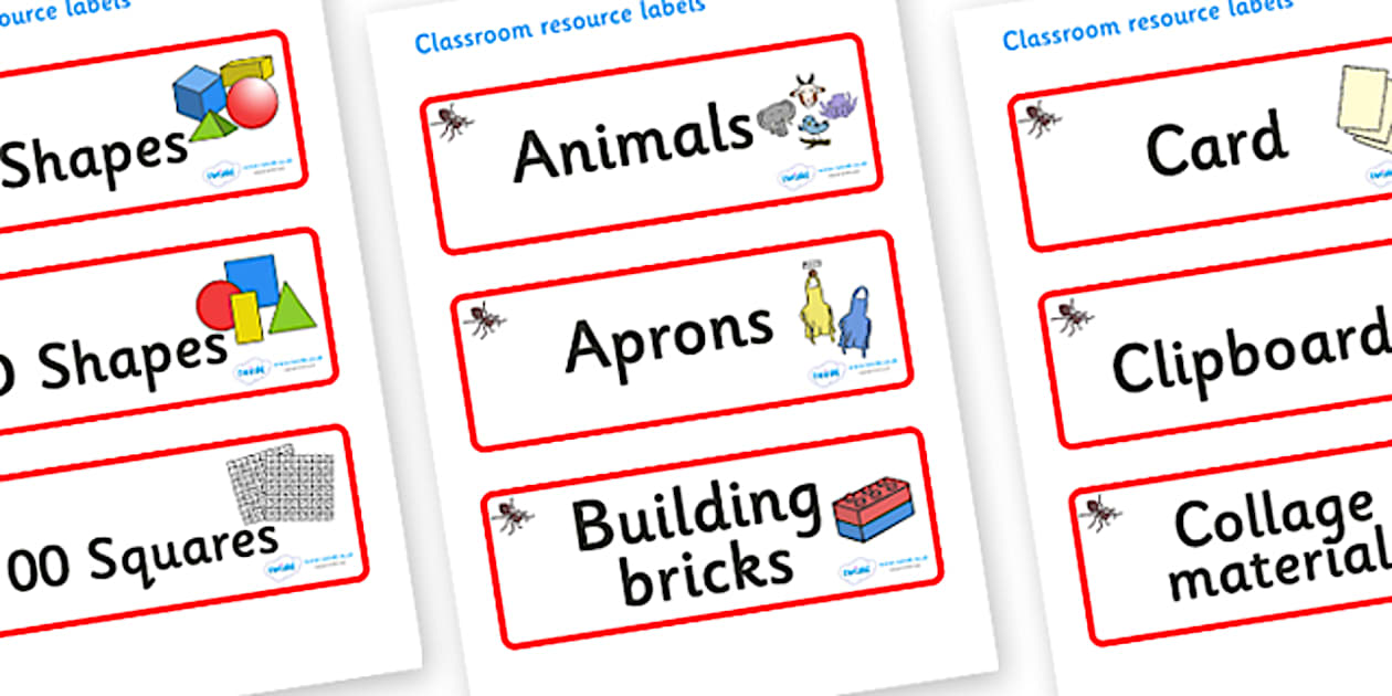 Ant Themed Editable Classroom Resource Labels (teacher made)