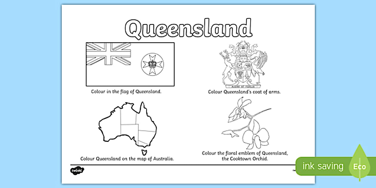 Queensland Colouring Sheet (Teacher-Made) - Twinkl