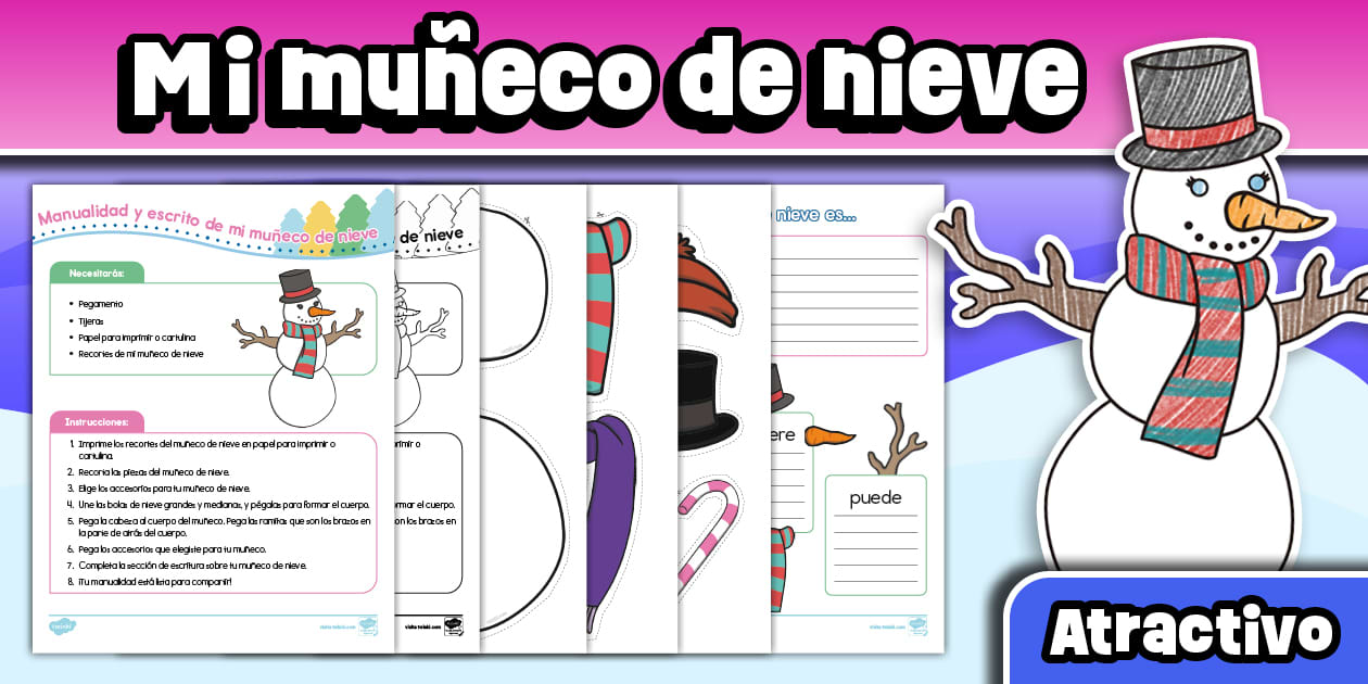 Actividad de manualidad y escritura: Mi muñeco de nieve