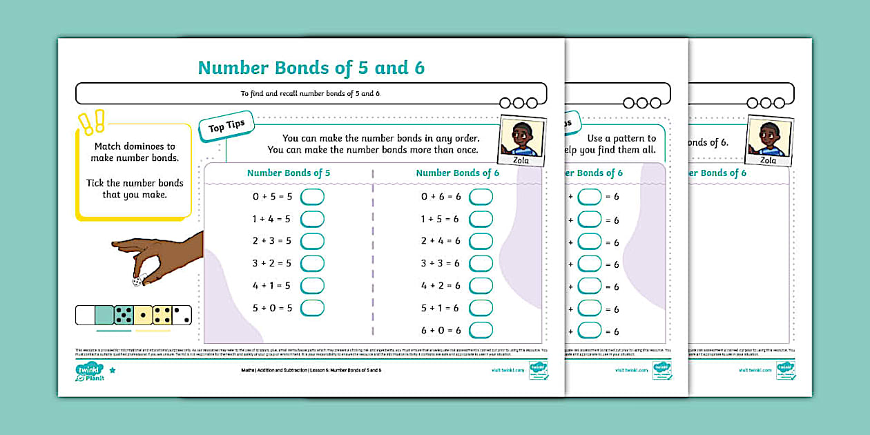 👉 Number Bonds of 5 and 6 Differentiated Maths Worksheets