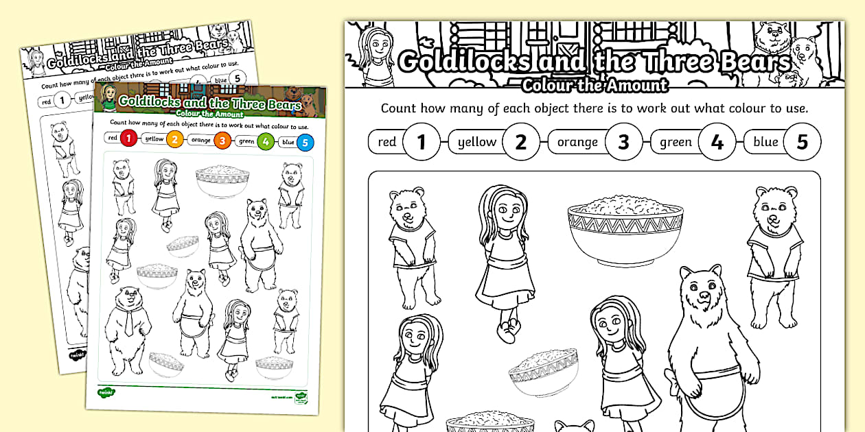 👉 Goldilocks and the Three Bears Colour the Amount