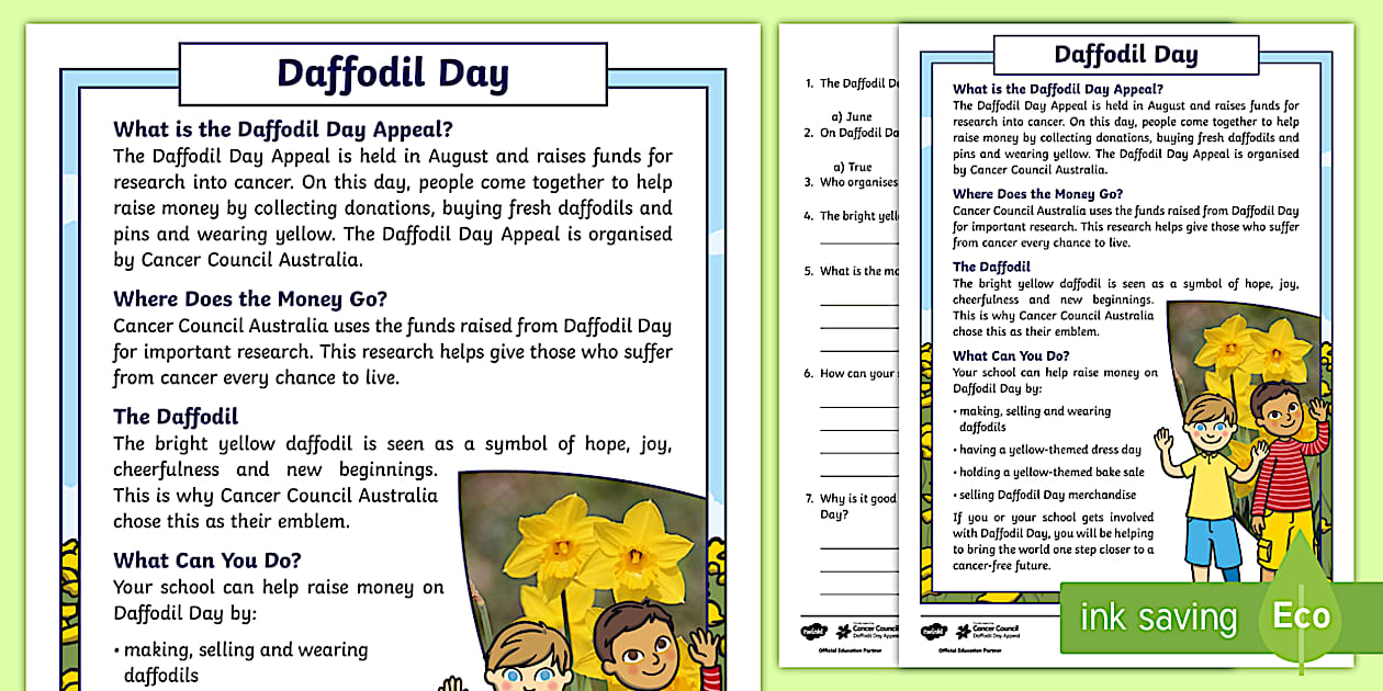 FREE! - Daffodil Day Reading Comprehension Activity F-2