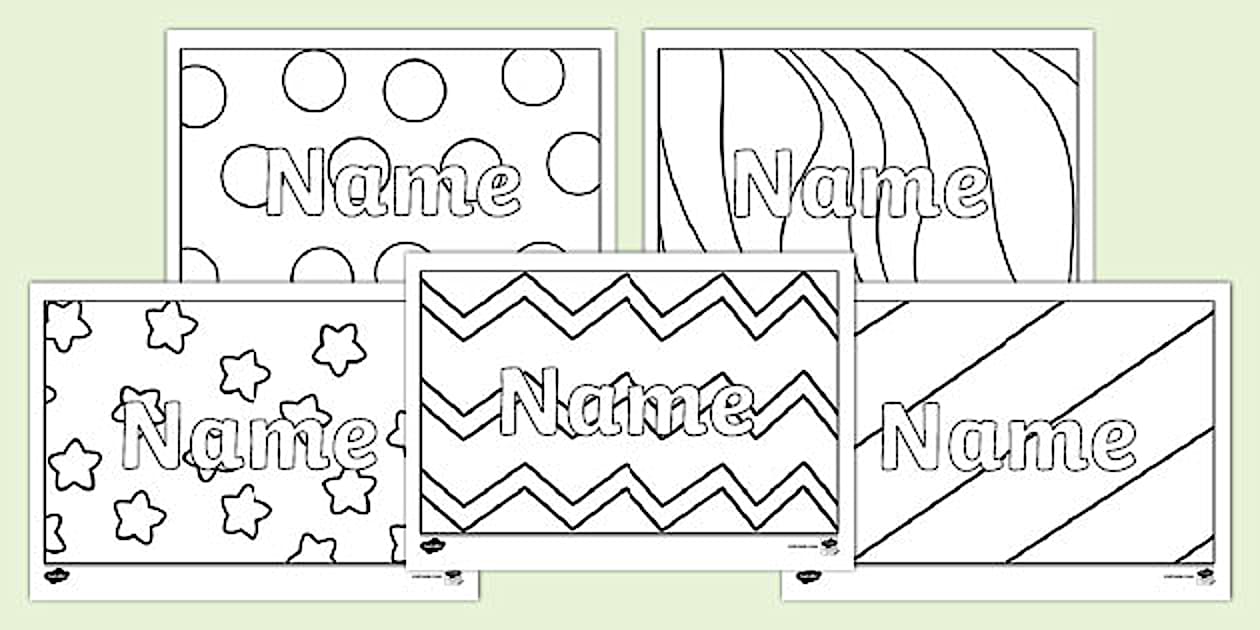 Editable Name Simple Colouring Activity Sheets - KS1
