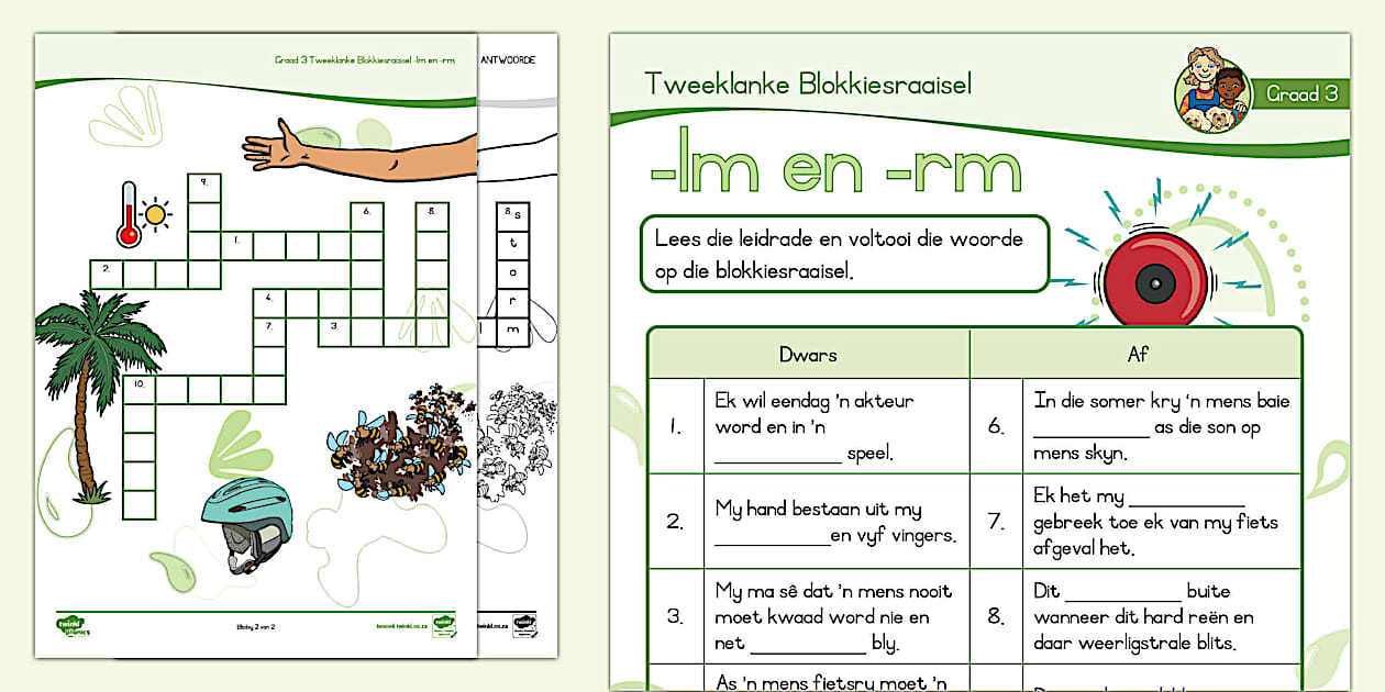 Graad 3 Klanke Blokkiesraaisels -lm en -rm - Twinkl