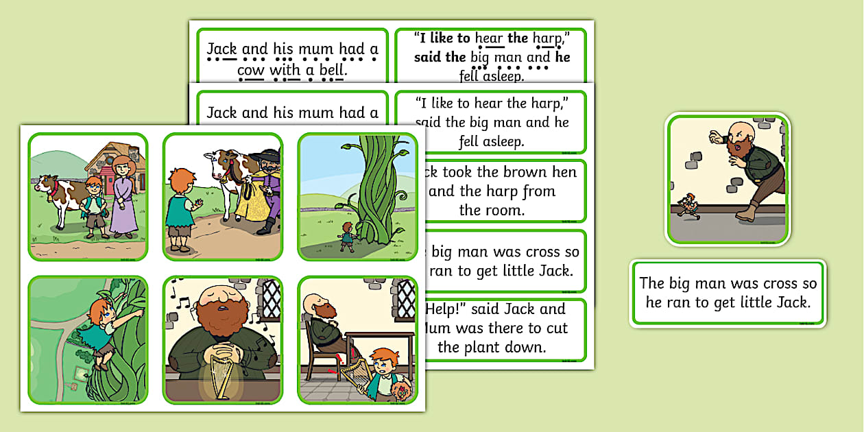 Jack and the Beanstalk Simple Sentence Matching Activity