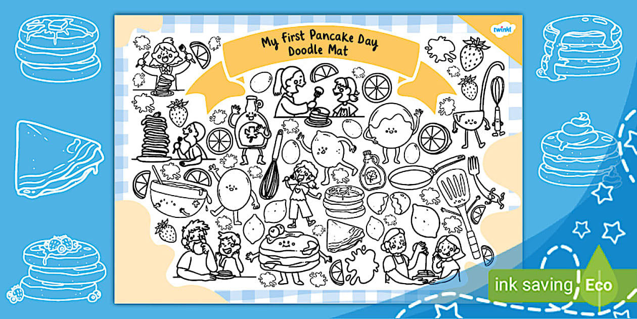 My First Pancake Day Doodle Mat (teacher made) - Twinkl