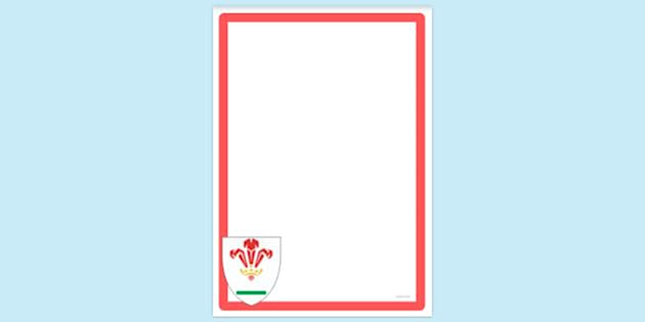 Simple Blank Welsh Rugby Crest Page Border | Page Borders