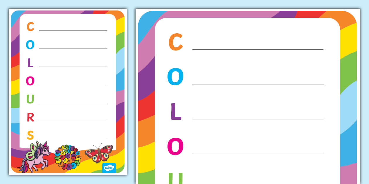 Colours Acrostic Poem Template (teacher made) - Twinkl