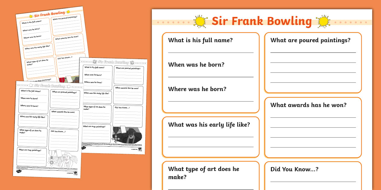 Sir Frank Bowling Fact File Template (teacher made) - Twinkl