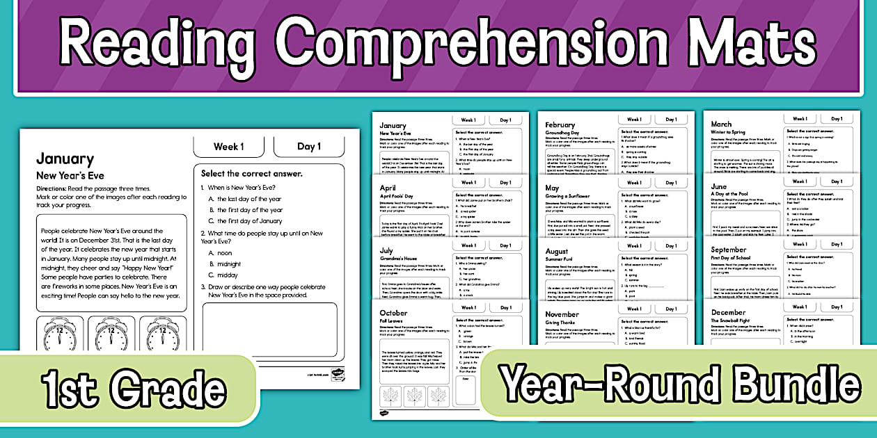 First Grade Daily Reading Comprehension Mats