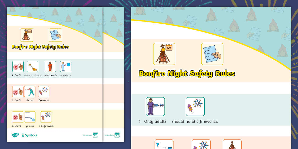 Twinkl Symbols: Bonfire Night Safety Rules (teacher made)