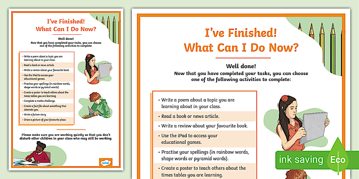 Early Finishers Display Poster, What To Do Next Posters