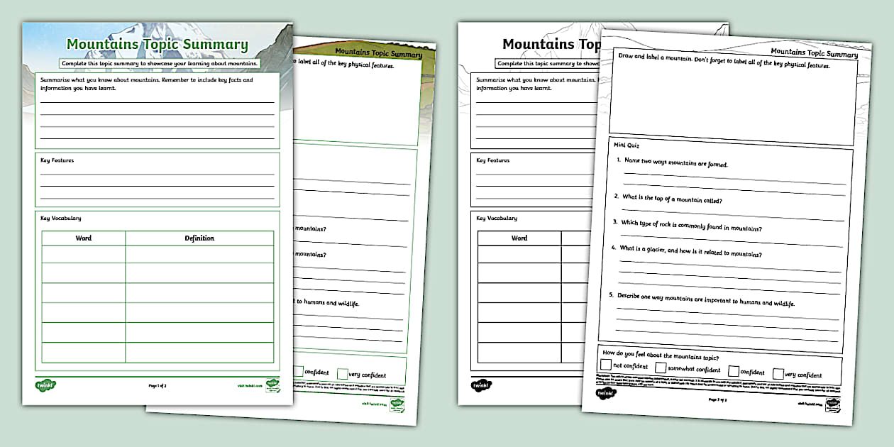 Mountains Topic Summary (teacher made) - Twinkl