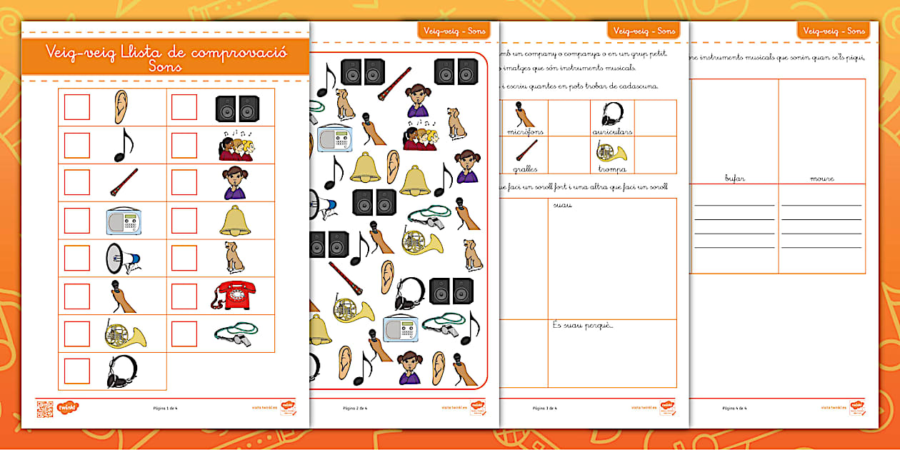 Fitxa d'activitat: Veig-veig sons - Català (Teacher-Made)