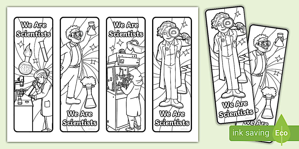 We Are Scientists Colouring Bookmarks (teacher made)