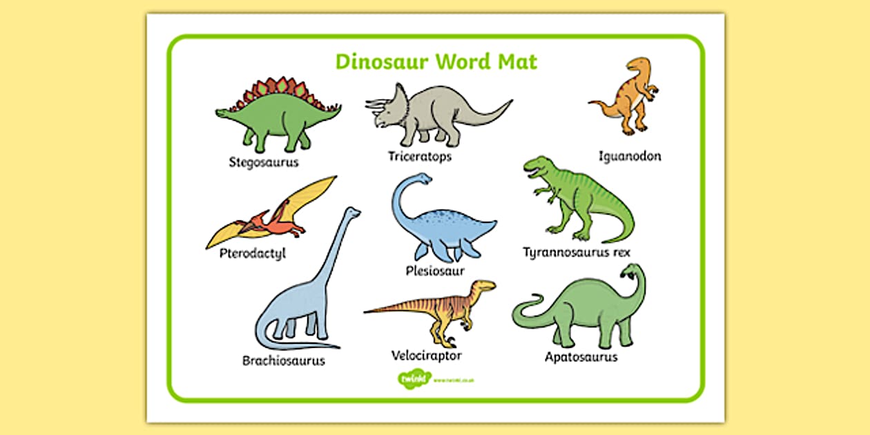 Dinosaur Vocabulary Mat - ESL Dinosaur Vocabulary - Twinkl