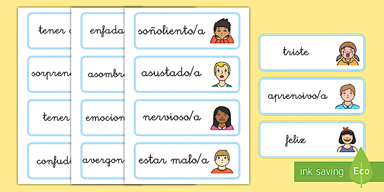 Tarjetas de vocabulario: Las emociones y los sentimientos