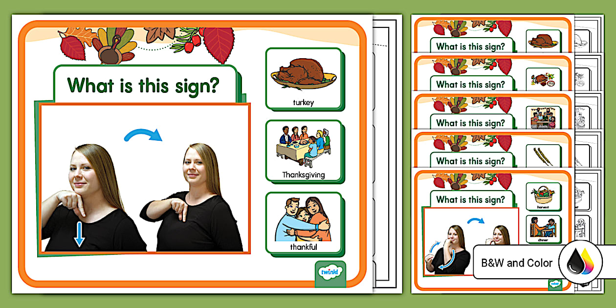 ASL Thanksgiving Question Cards (Teacher-Made) - Twinkl