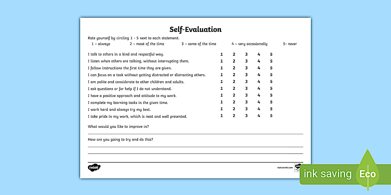 KS2 Self-Assessment Template Sheet | Twinkl - Twinkl