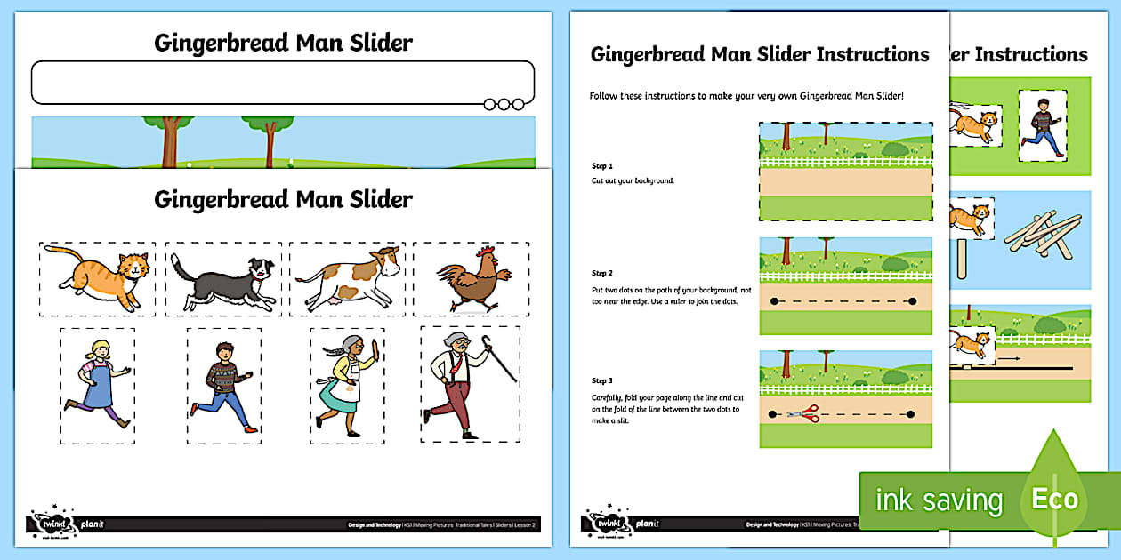 Black and White Worksheet Gingerbread Man Slider - Twinkl