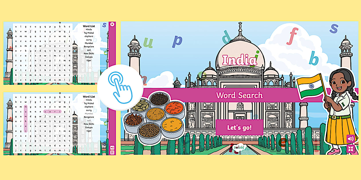 India Interactive Word Search (Teacher-Made) - Twinkl