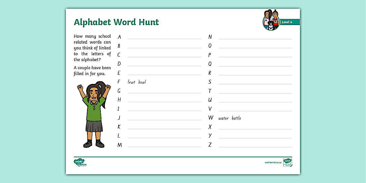 Twinkl Phonics Level 6 Back to School Alphabet Hunt