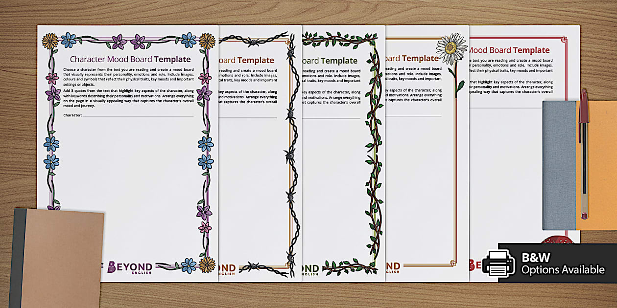 Character Mood Board Template (teacher made) - Twinkl