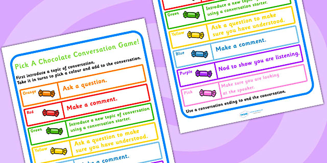 Editable Conversation Practise Pick A Sweet Colour Game