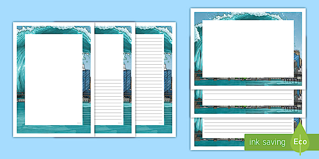 Editable Tsunamis Page Border Pack (teacher made) - Twinkl