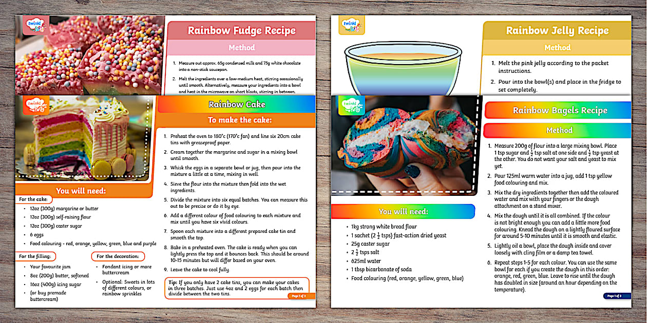 Rainbow Recipes Pack | Twinkl Party (teacher made) - Twinkl