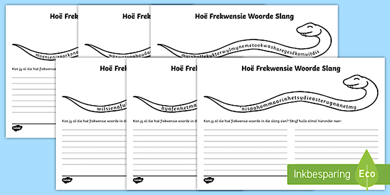 Hoe Frekwensie Woorde Slange Aktiwiteit (teacher made)