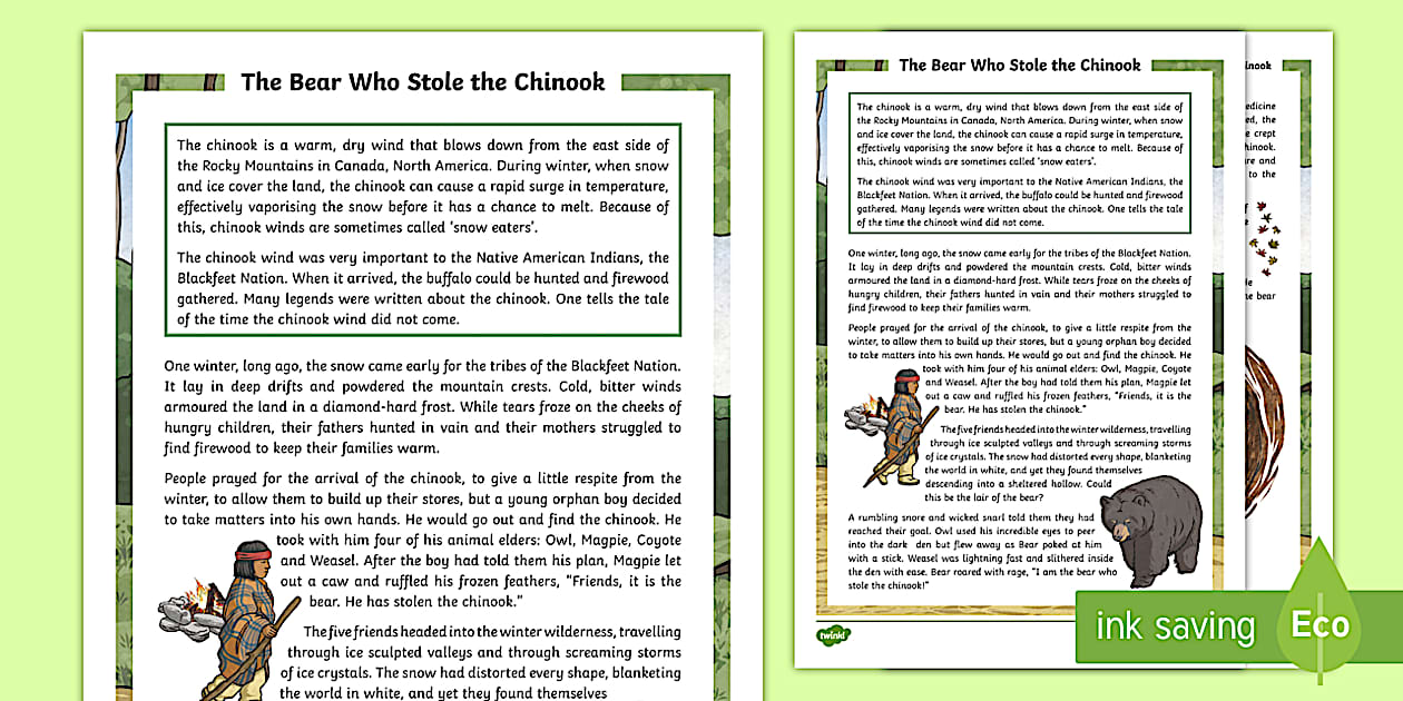Black and White KS2 Take It Outside: The Bear Who Stole the Chinook Story