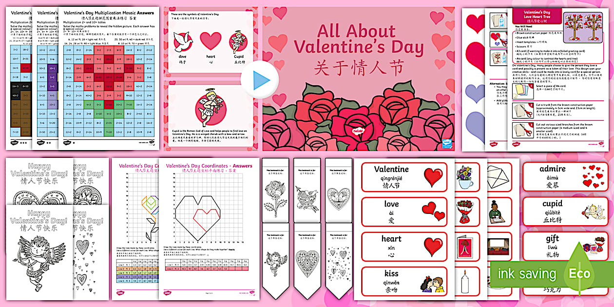 Valentine's Day Resource Pack - English/Mandarin Chinese
