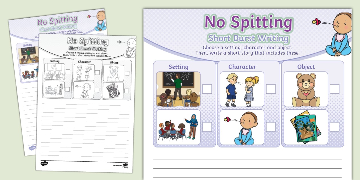No Spitting Short Burst Writing Template (Teacher-Made)