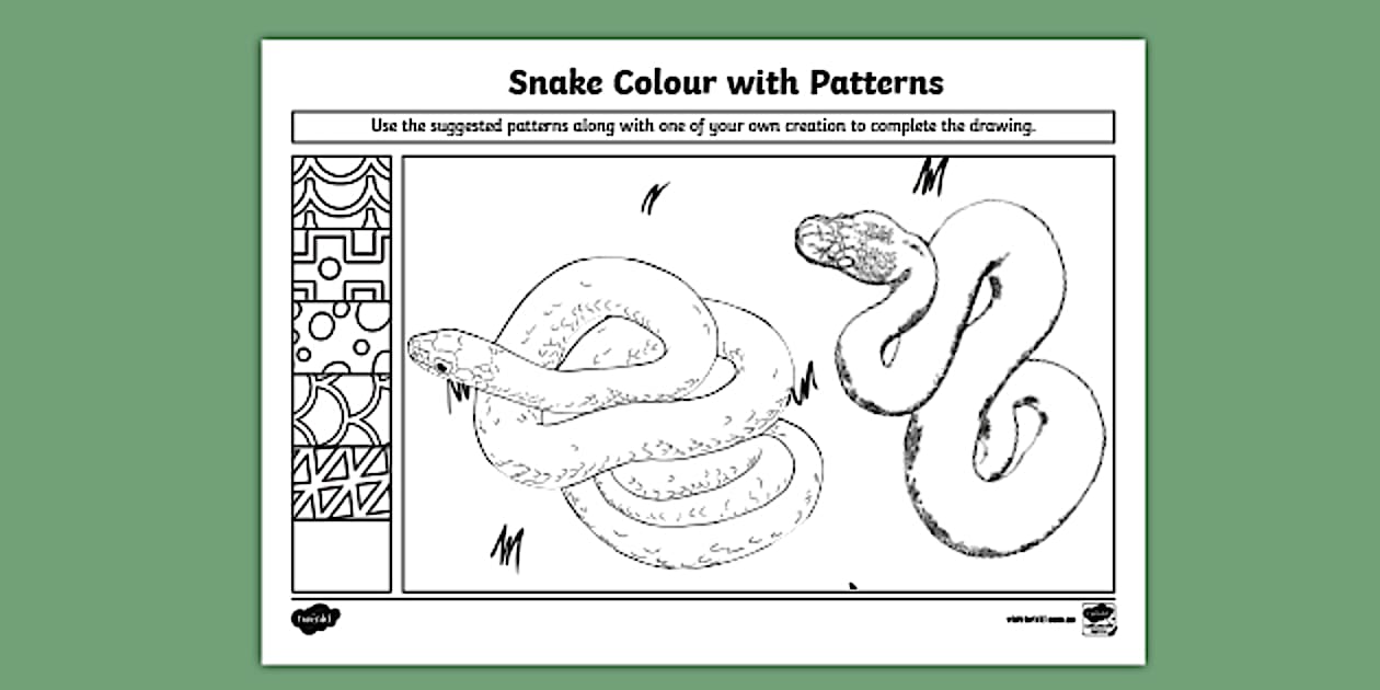 Snake Colour With Patterns Activity (teacher made) - Twinkl