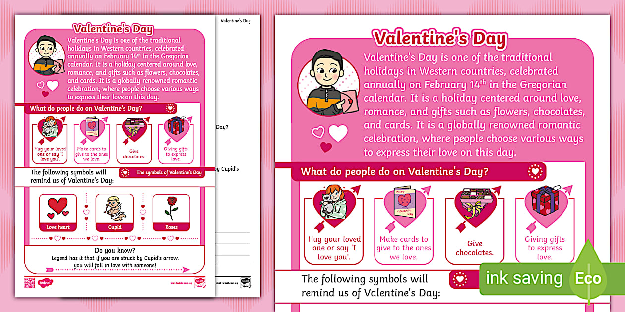 Valentine's Day Reading Comprehension for P1 (teacher made)