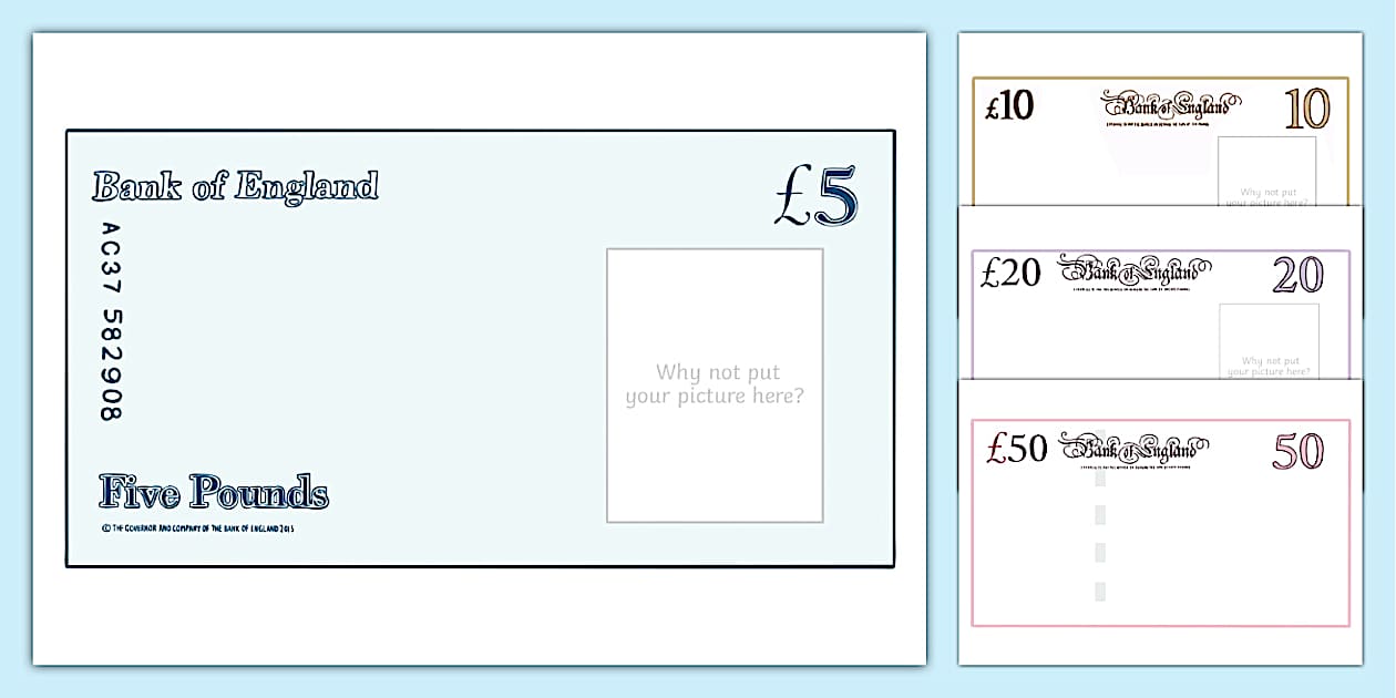 Editable Maths Money Templates - Large Bank Notes - Twinkl