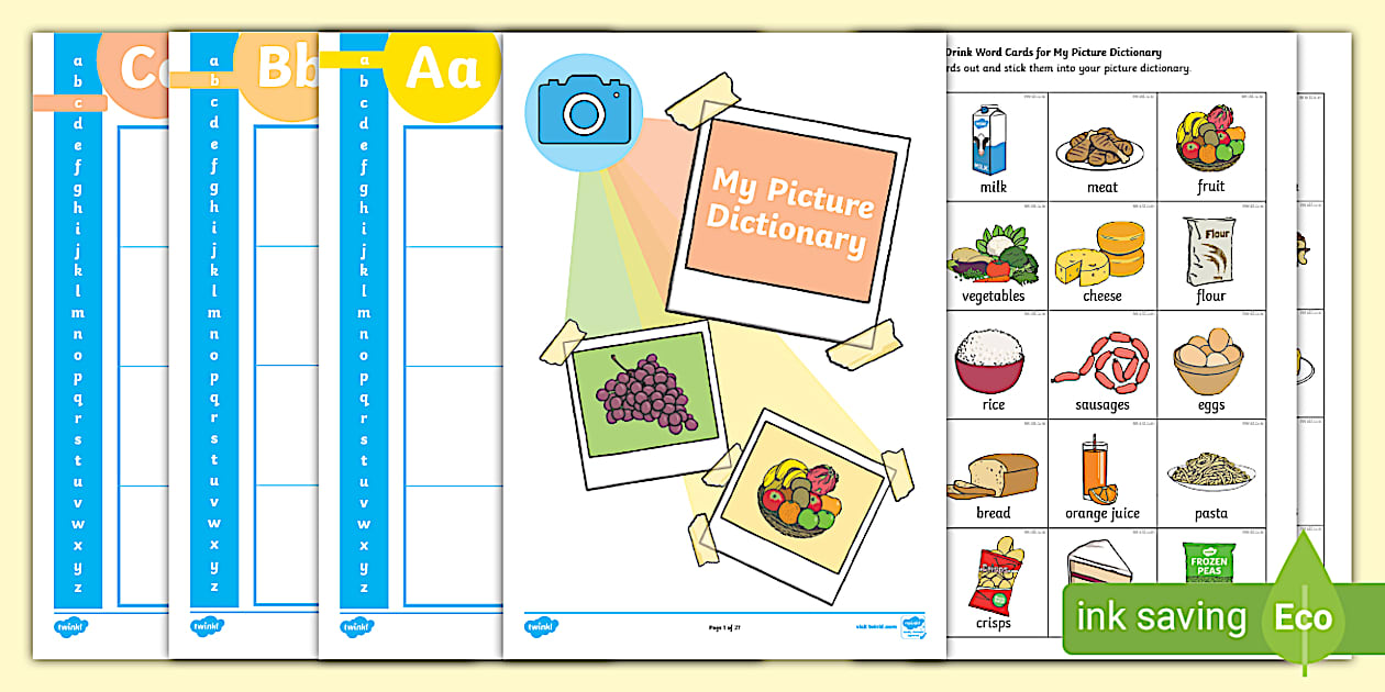 Picture Dictionary Food and Drinks Word Cards Pack - Twinkl