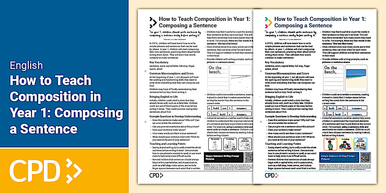 How to Teach Composition in Year 1: Composing a Sentence