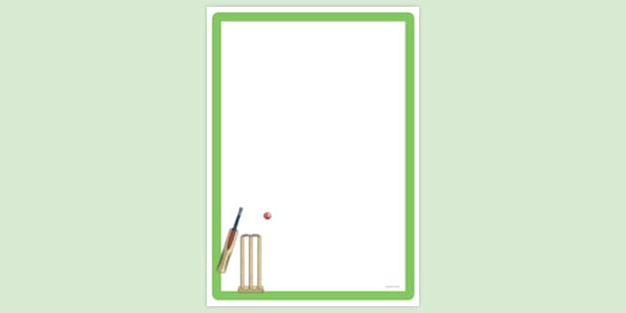 Simple Blank Cricket Ball Bails Stumps Wicket Page Border