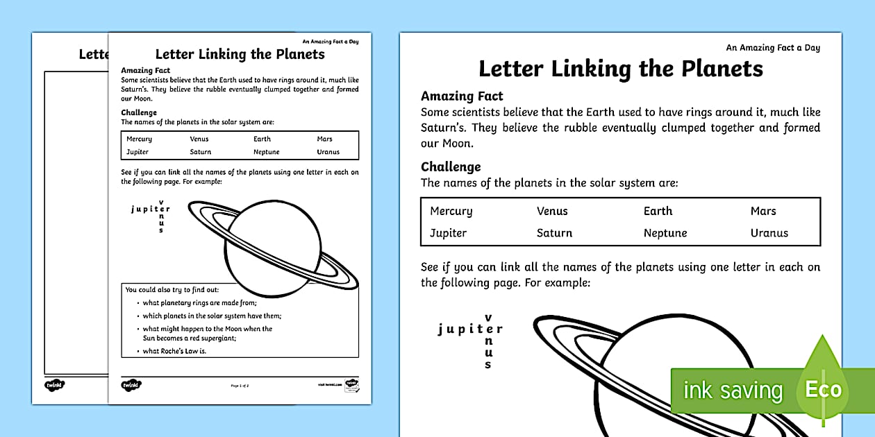 Editable Letter Linking the Planets Worksheet (teacher made)