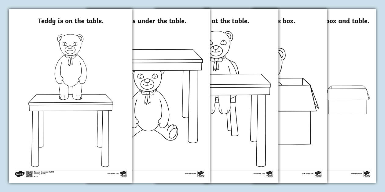 Teddy Bear Prepositions Colouring Pages (teacher made)