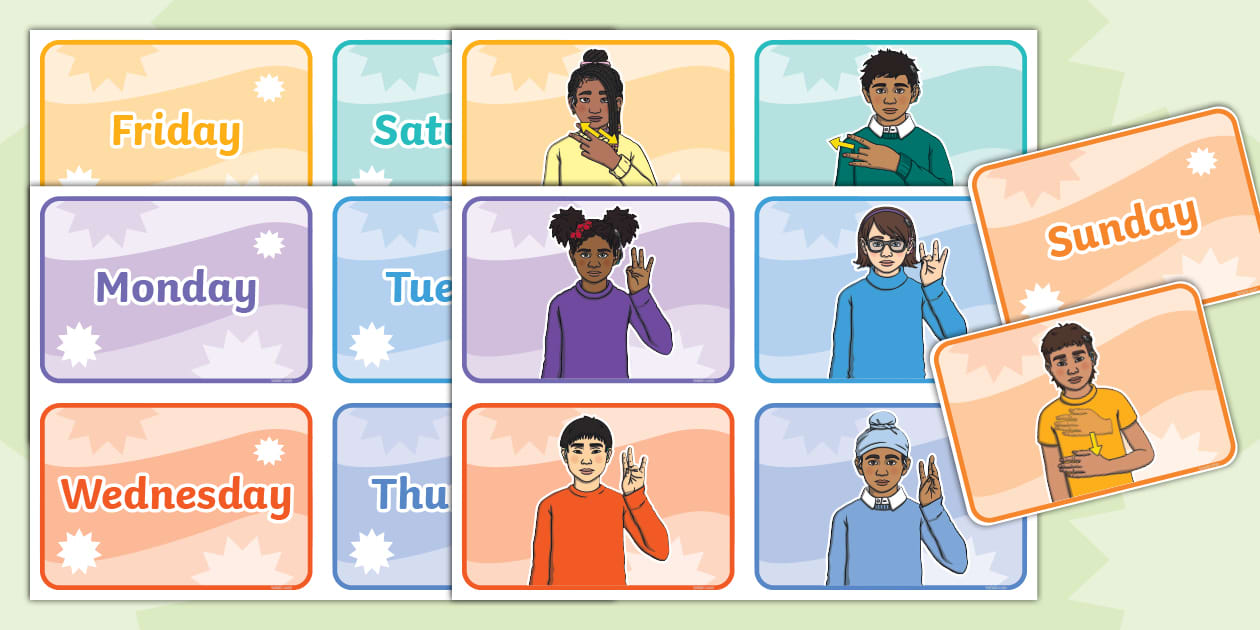 SASL Days of the Week Matching Cards (teacher made) - Twinkl