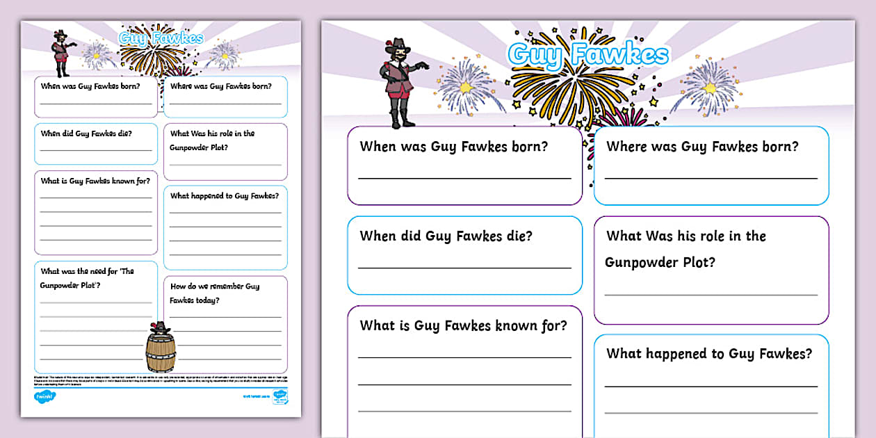Guy Fawkes Fact File Template (teacher made) - Twinkl