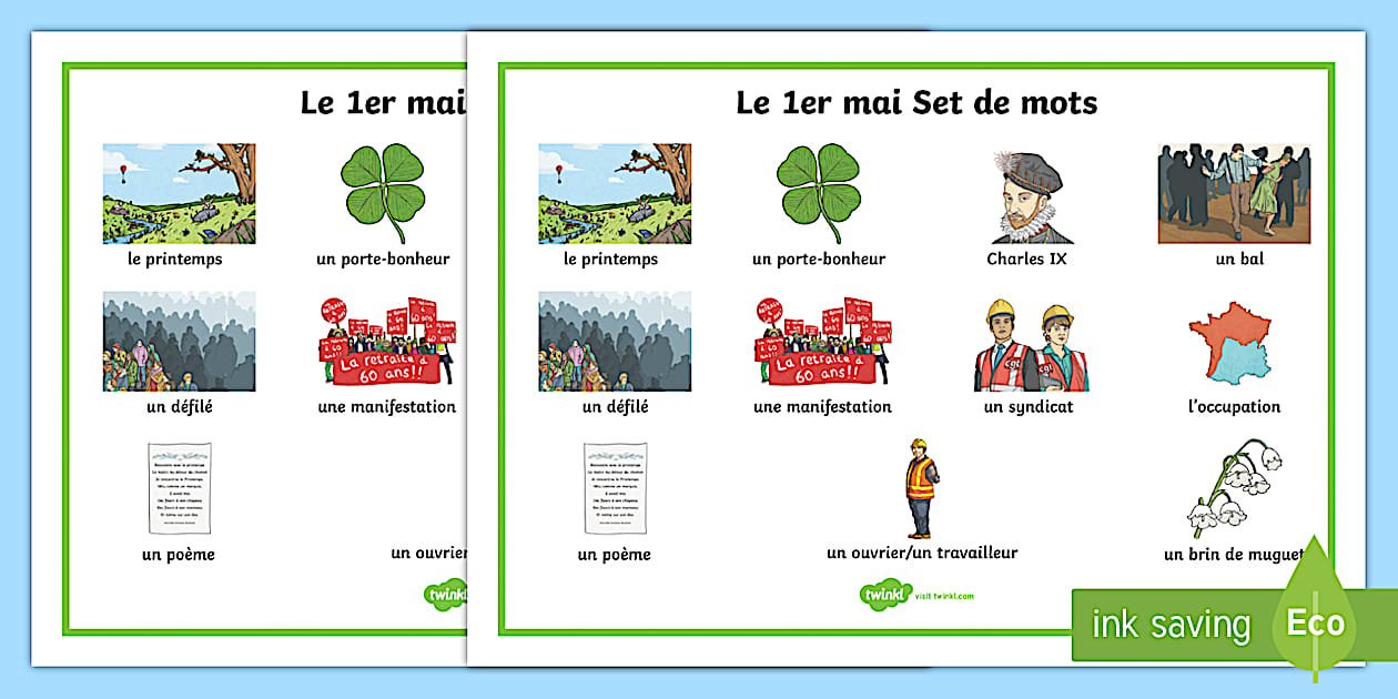 Set de mots : Le 1er mai (teacher made) - Twinkl