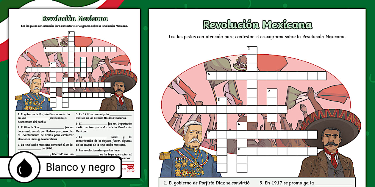Crucigrama de la Revolución Mexicana (teacher made)