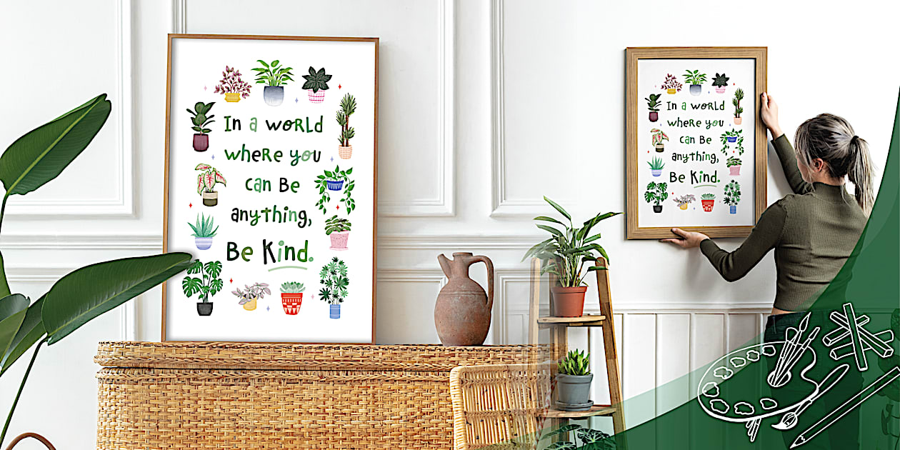 Be Kind Botanical-Themed Inspirational Poster (teacher made)